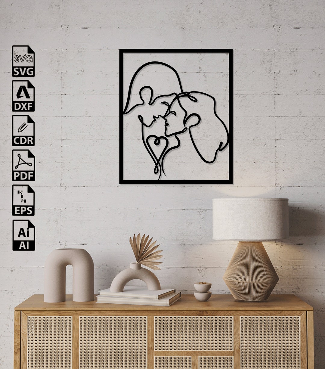 Love Couple Line Art SVG DXF: Laser Cut Files (digital Download) - Etsy