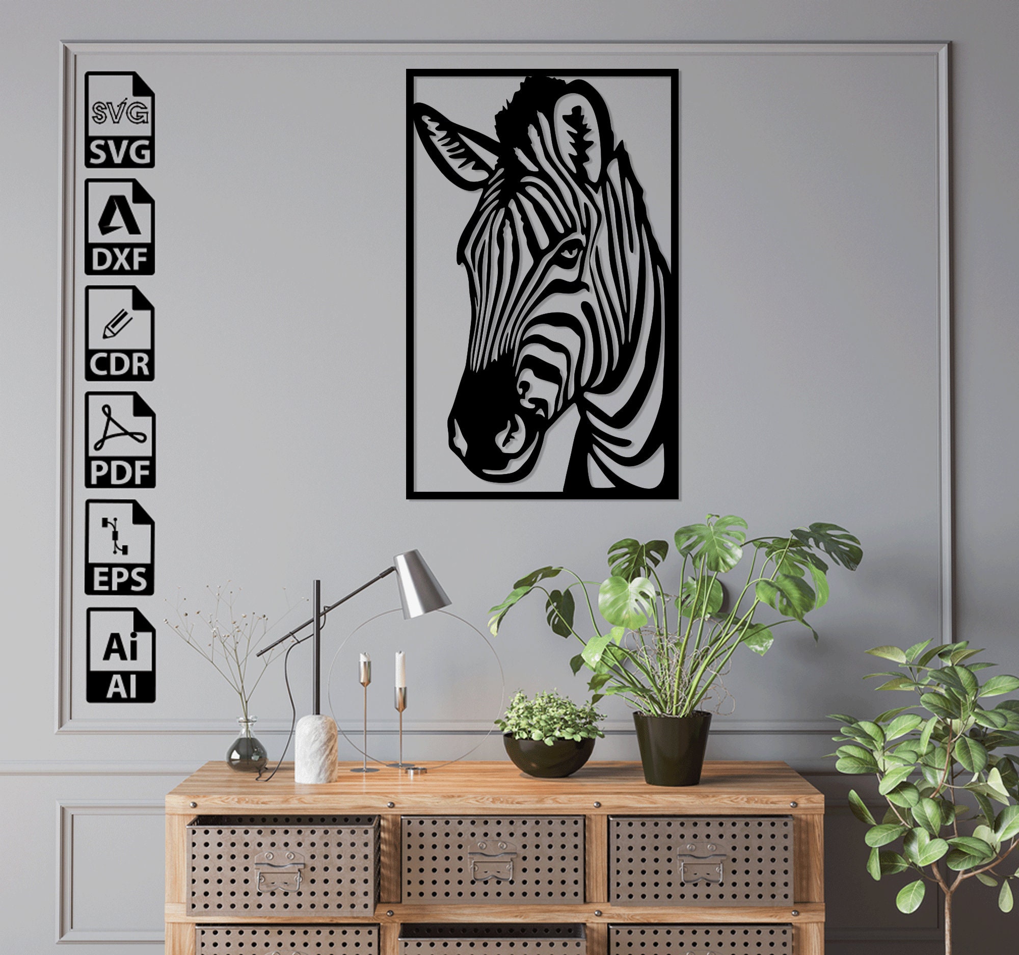 Zebra Dxf Zebra Svg Pdf Digital Download Laser Cut Cnc Cutting Router ...