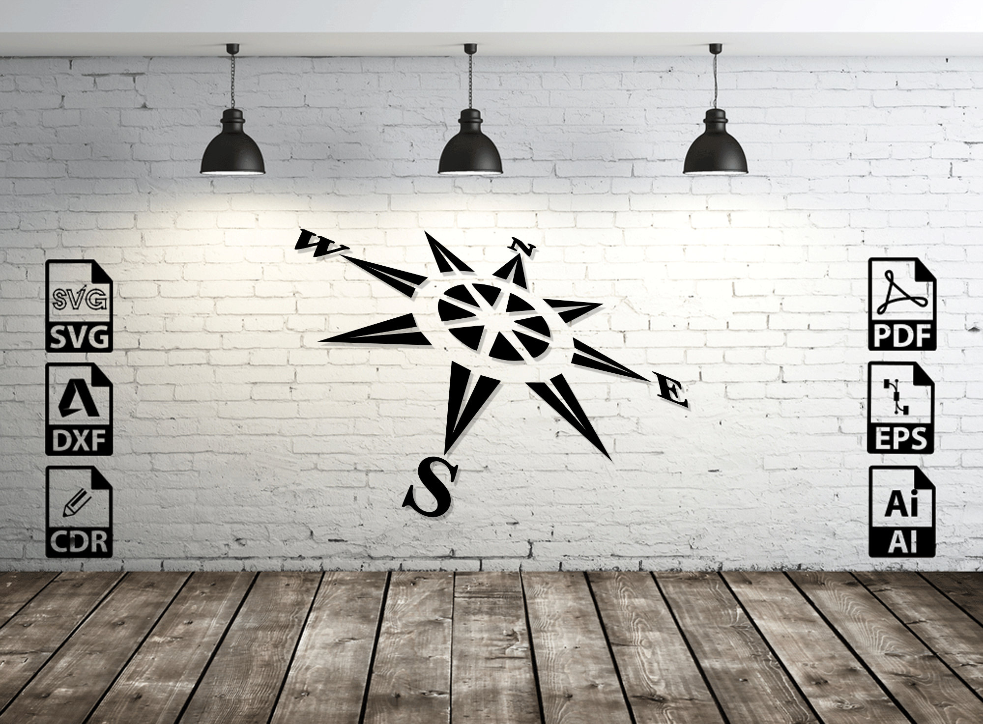 Compass Rose Laser Cut Files: SVG, DXF, CNC, Wall Art (digital Download ...