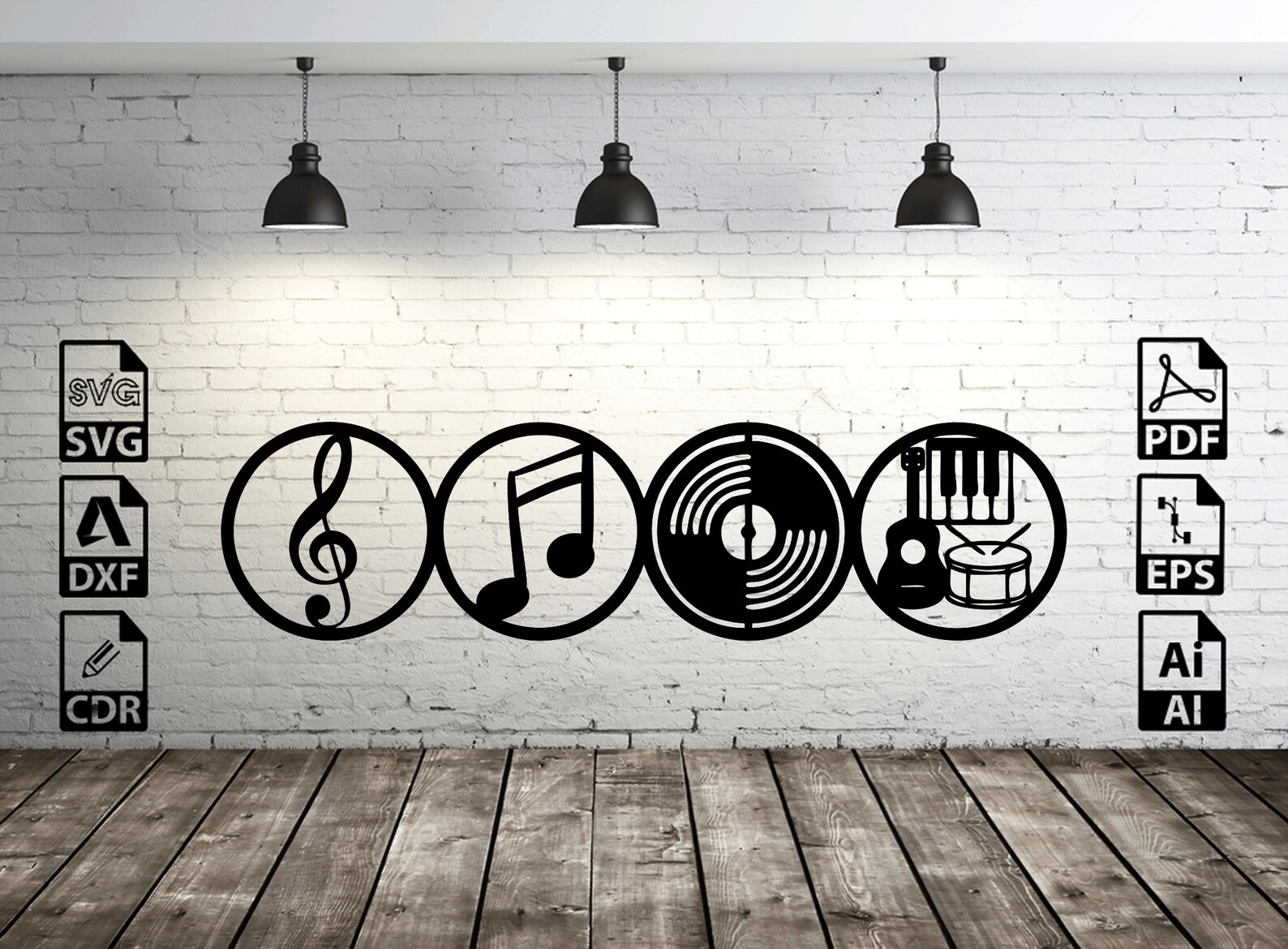 Music Note Sound Record Pick up Dxf Svg Pdf Glowforge Digital Download ...