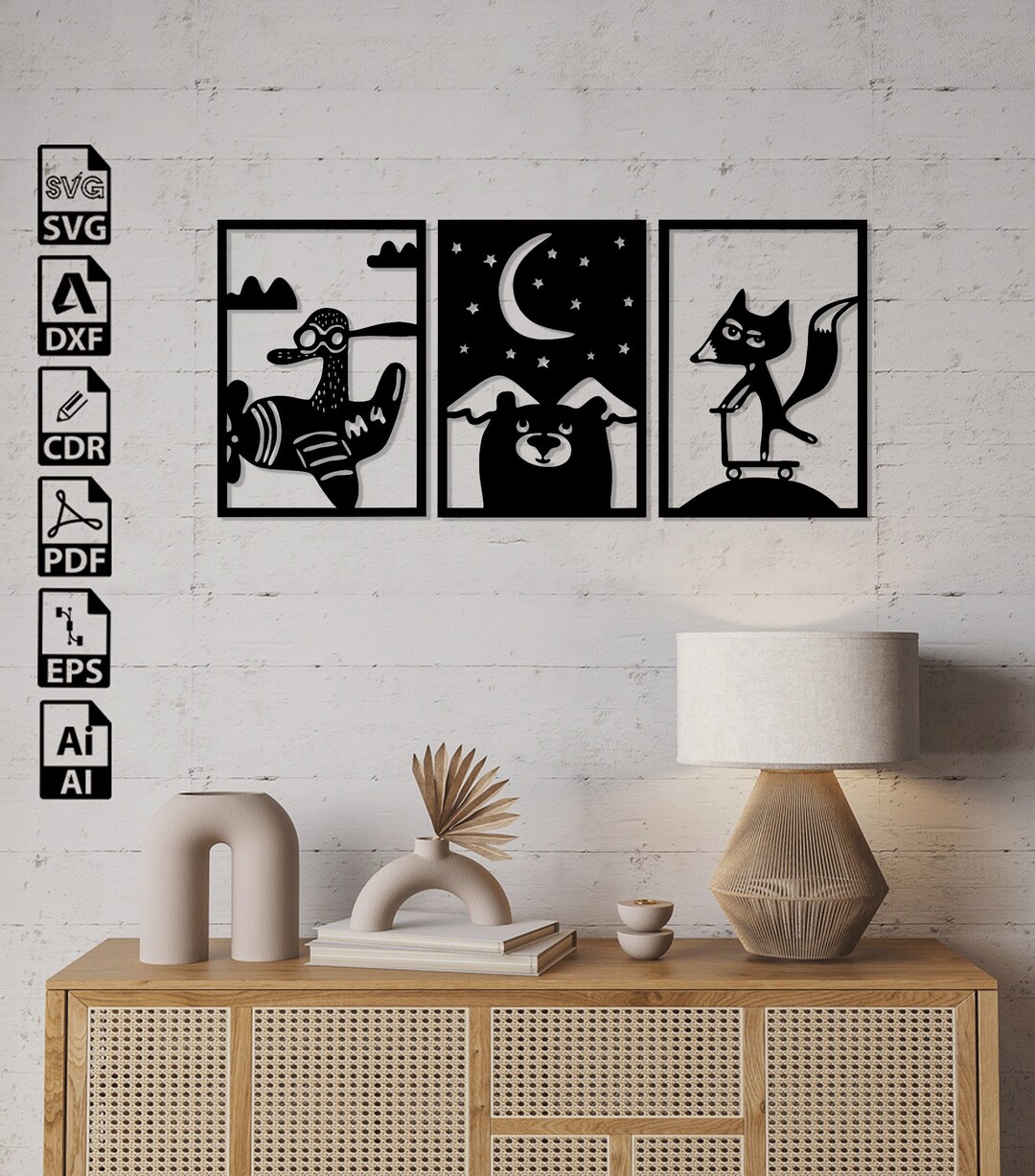 Zorro Oso Pato Bebé Animales Dxf Svg Pdf Descarga Digital Corte Láser ...