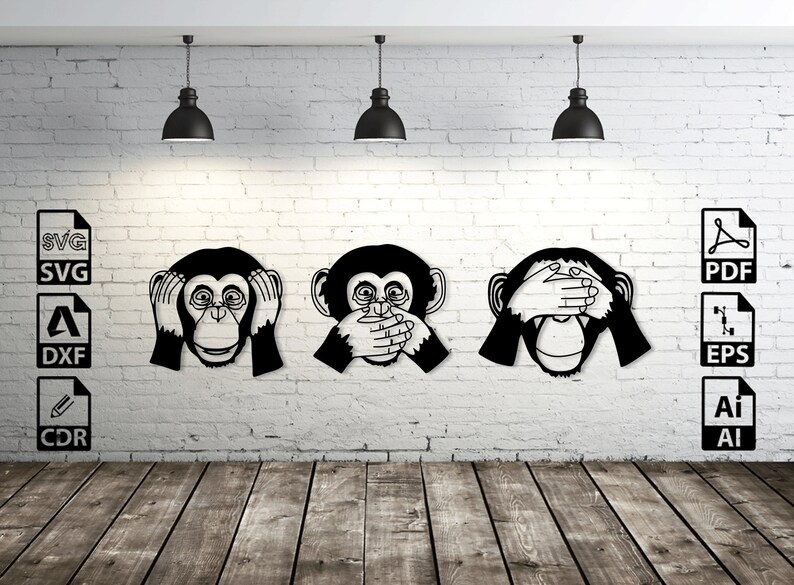 Monkey Laser Cut SVG DXF Files – Cricut, CNC, Wall Art, Vector ...