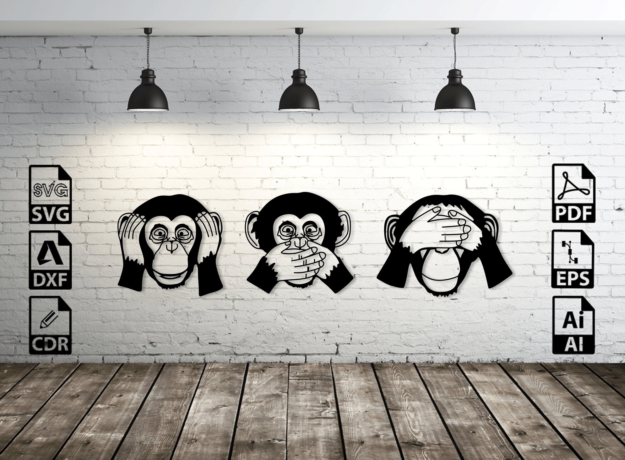 Monkey Laser Cut SVG DXF Files – Cricut, CNC, Wall Art, Vector ...