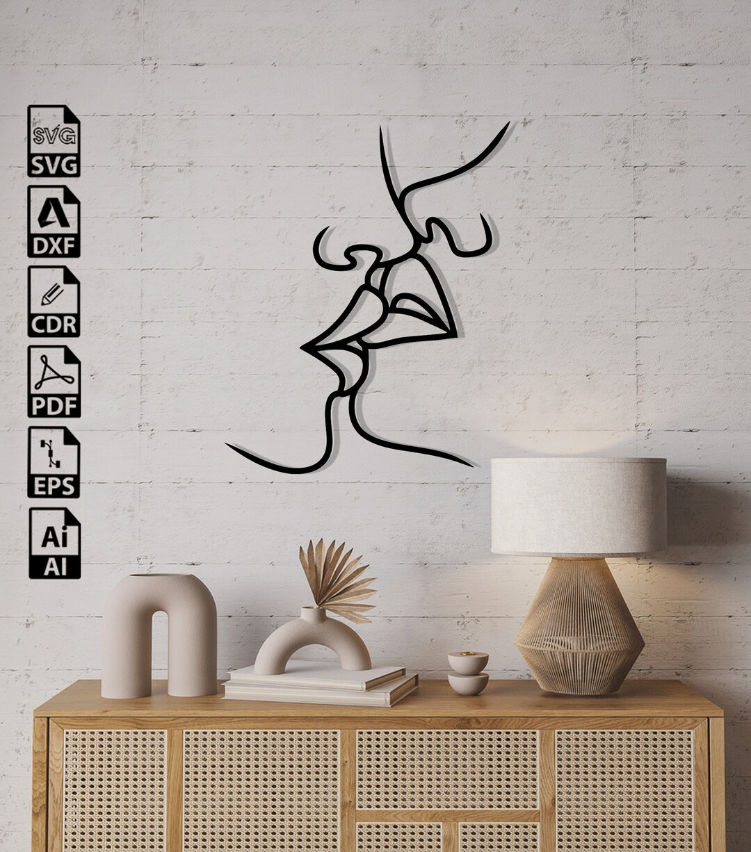 Couple Love Kiss Dxf Line Art Svg Digital Download Laser Cut Cnc ...