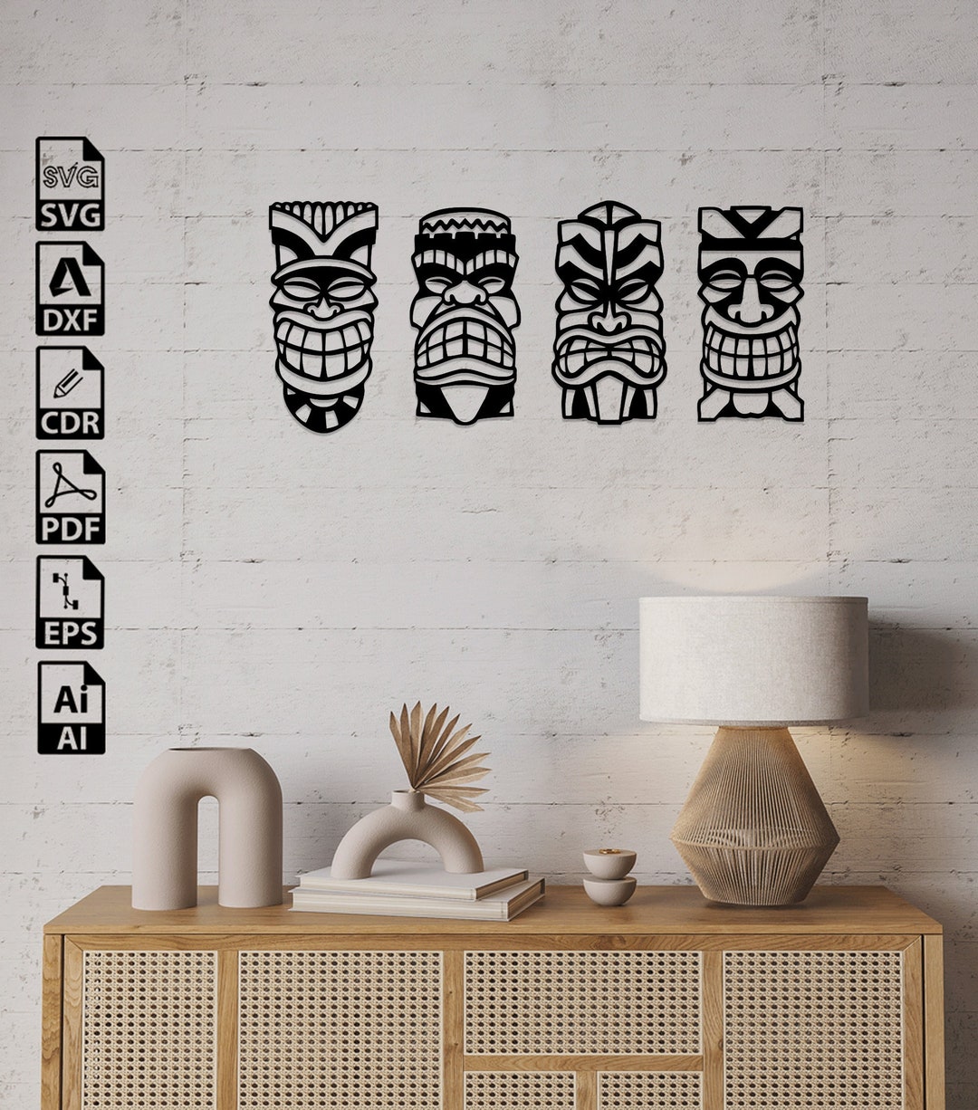 Fijian Tiki Mask Laser Cut Files: SVG, DXF, CNC Wall Art (digital ...