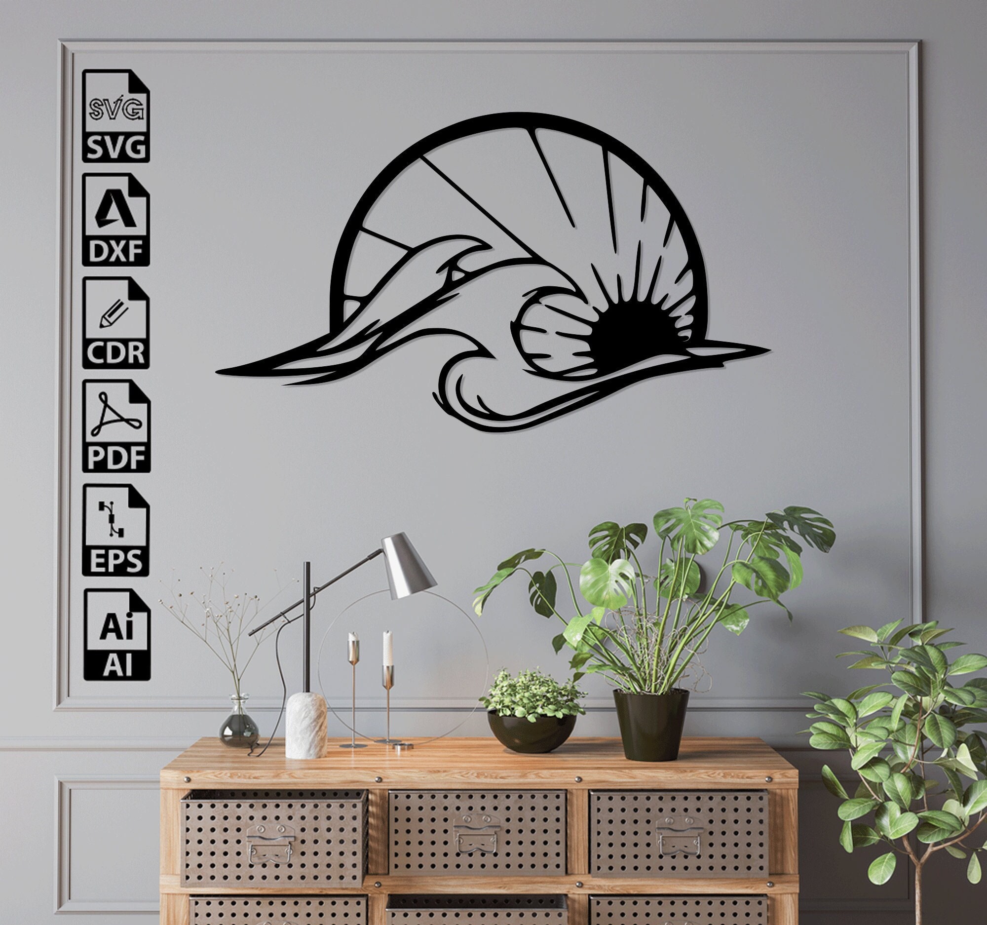 Wave Dxf Sun Svg Pdf Glowforge Digital Download Laser Cut Cnc Cutting ...