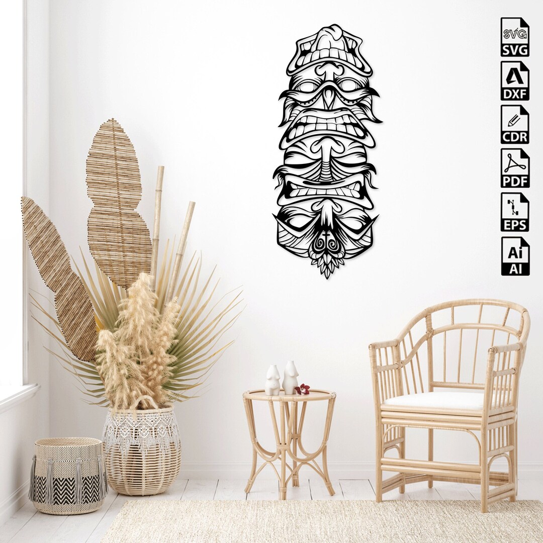 Fijian Mask Tiki Mask Laser Cut SVG DXF Files – Cricut, CNC, Wall Art ...