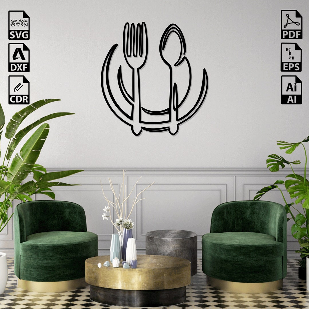 Kitchen Spoon Fork Laser Cut SVG DXF Files – Cricut, CNC, Wall Art ...