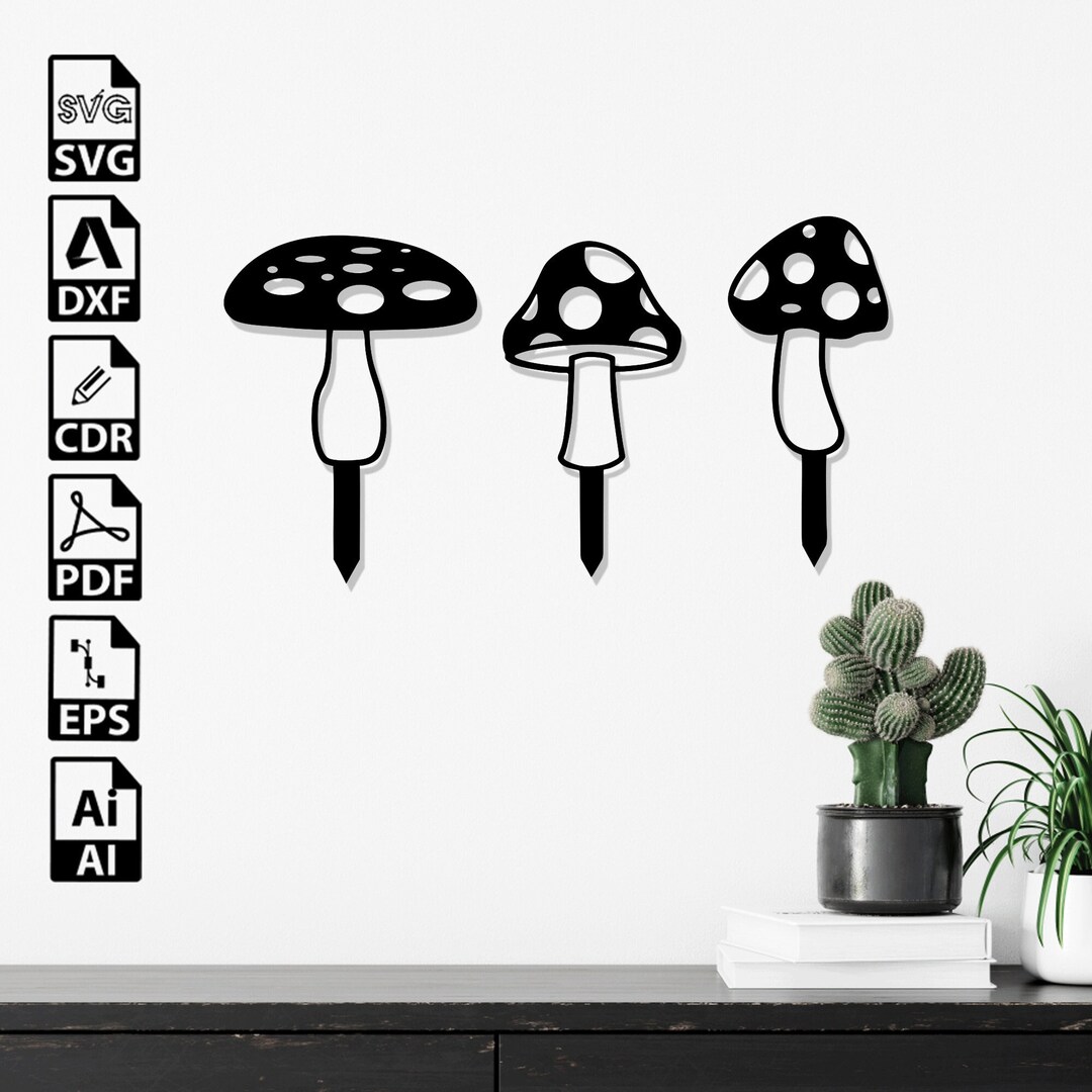 Mushrooms Plant Dxf Svg Digital Download Laser Cut Cnc Cutting Router ...