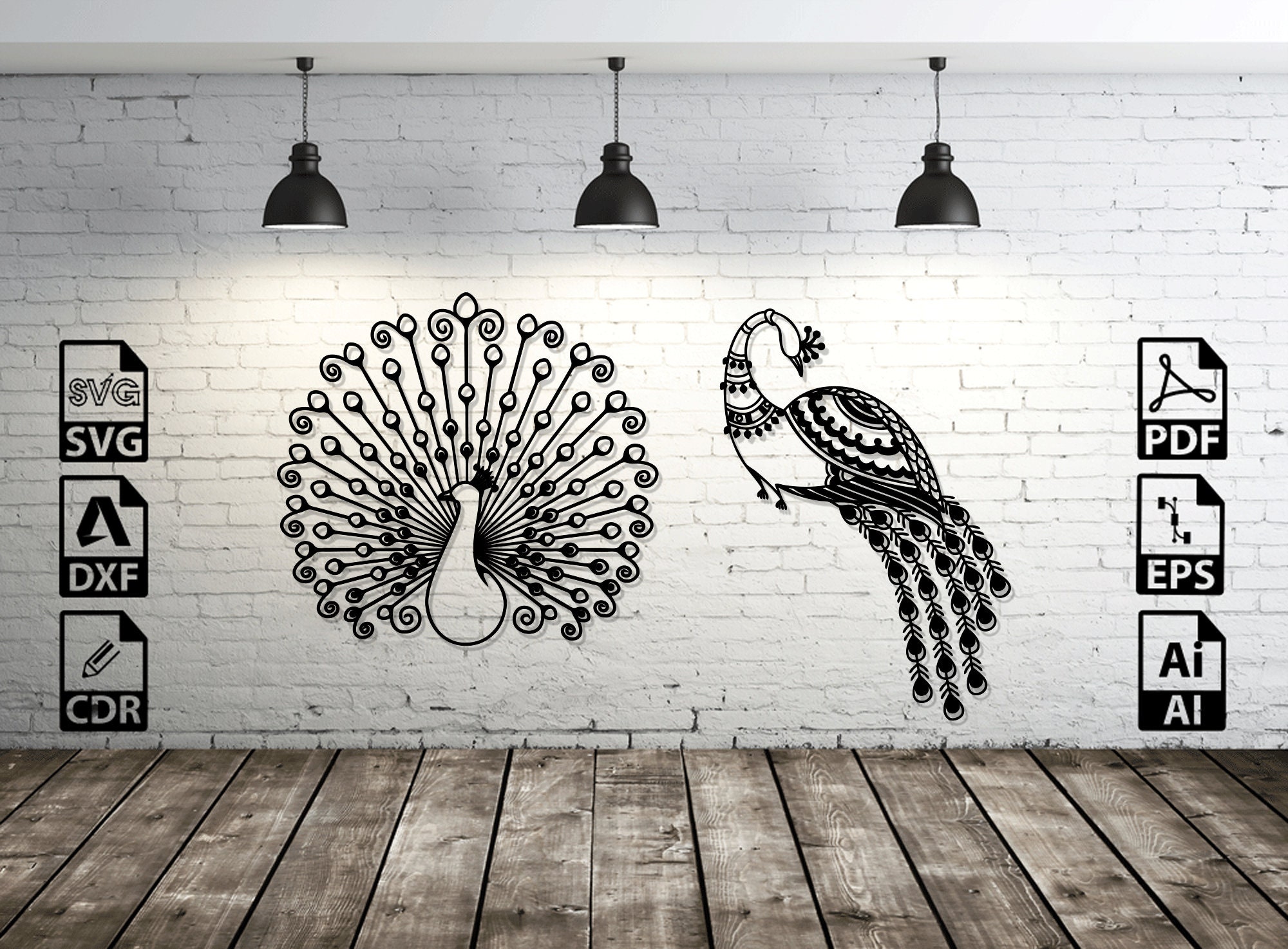 Peacock Dxf Peafowl Peahen Svg Digital Download Laser Cut Cnc Cutting ...