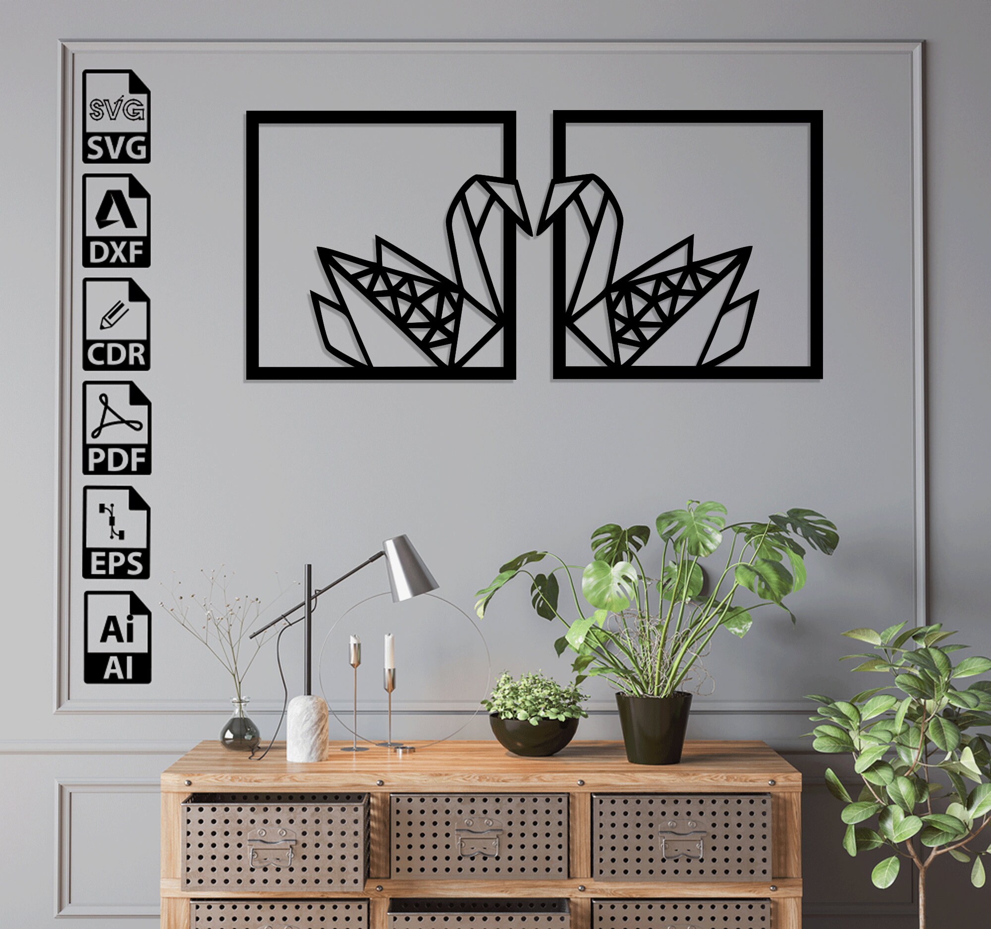 Swan Couple Dxf Svg Pdf Digital Download Laser Cut Cnc Cutting - Etsy