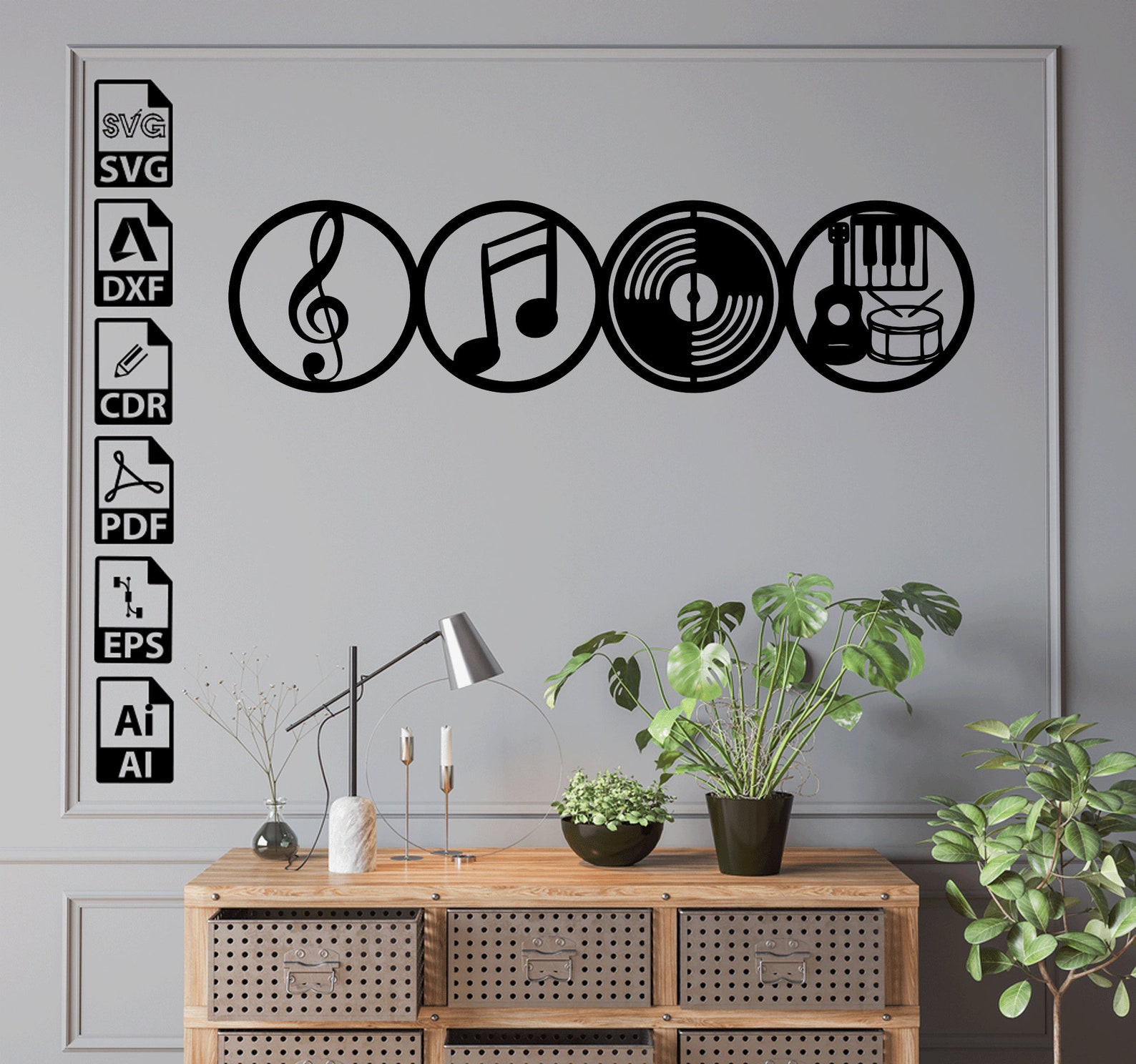 Music Note Sound Record Pick up Dxf Svg Pdf Glowforge Digital Download ...