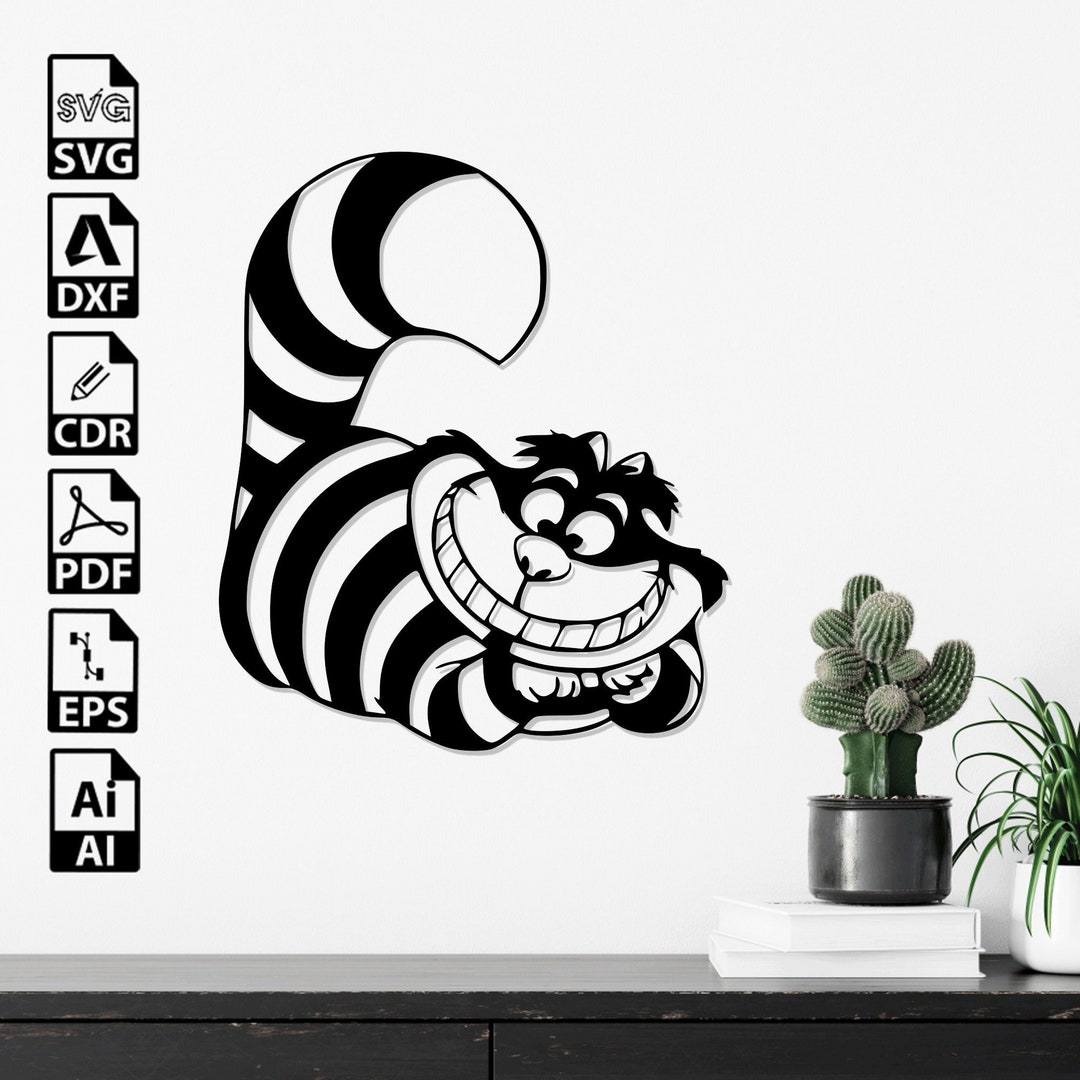 Striped Cat SVG: Laser Cut Kitten Design, Wall Art (digital Download ...