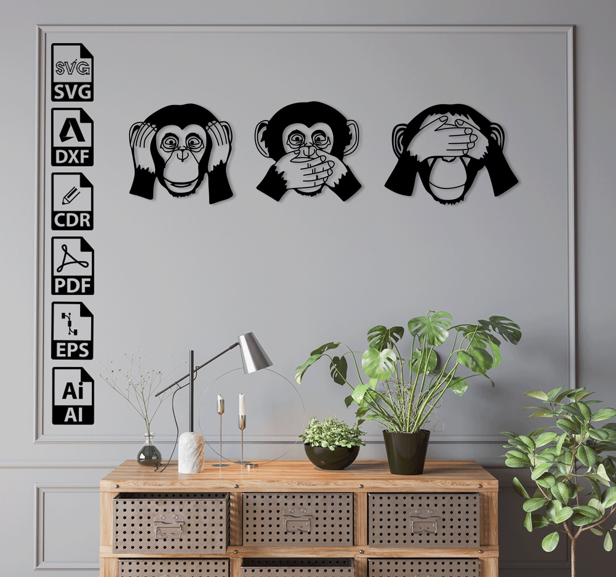 Monkey Laser Cut SVG DXF Files – Cricut, CNC, Wall Art, Vector ...