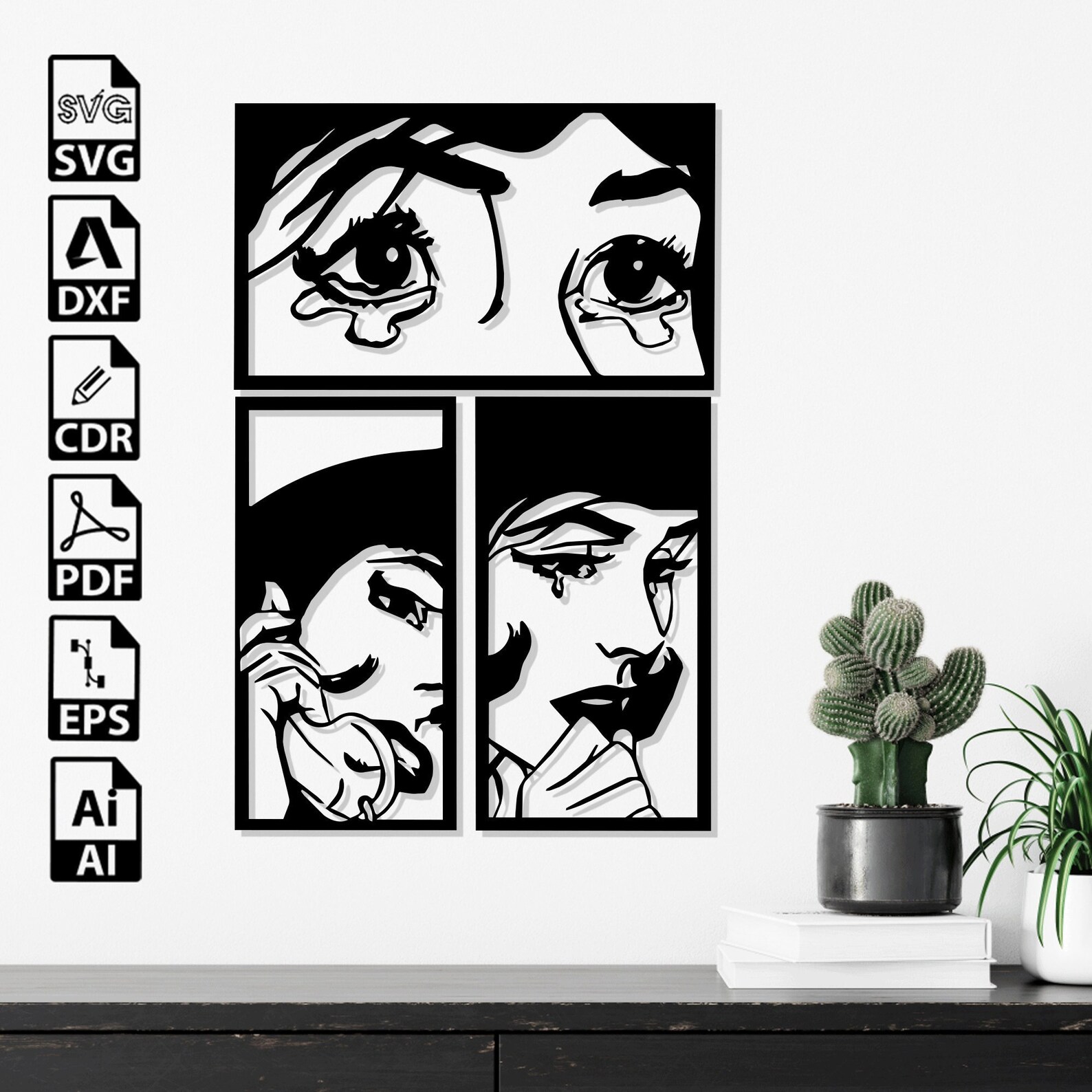 Cry Woman Dxf Girl Svg Digital Download Laser Cut Cnc Cutting Router ...