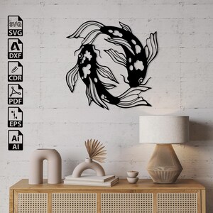 Koi Fish Laser Cut SVG DXF Files – Cricut, CNC, Wall Art, Vector ...