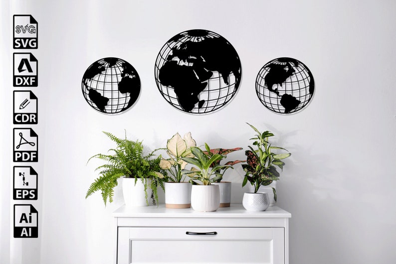 World Globe Dxf Weltkarte Svg Pdf Digital Download Laser Cut - Etsy.de