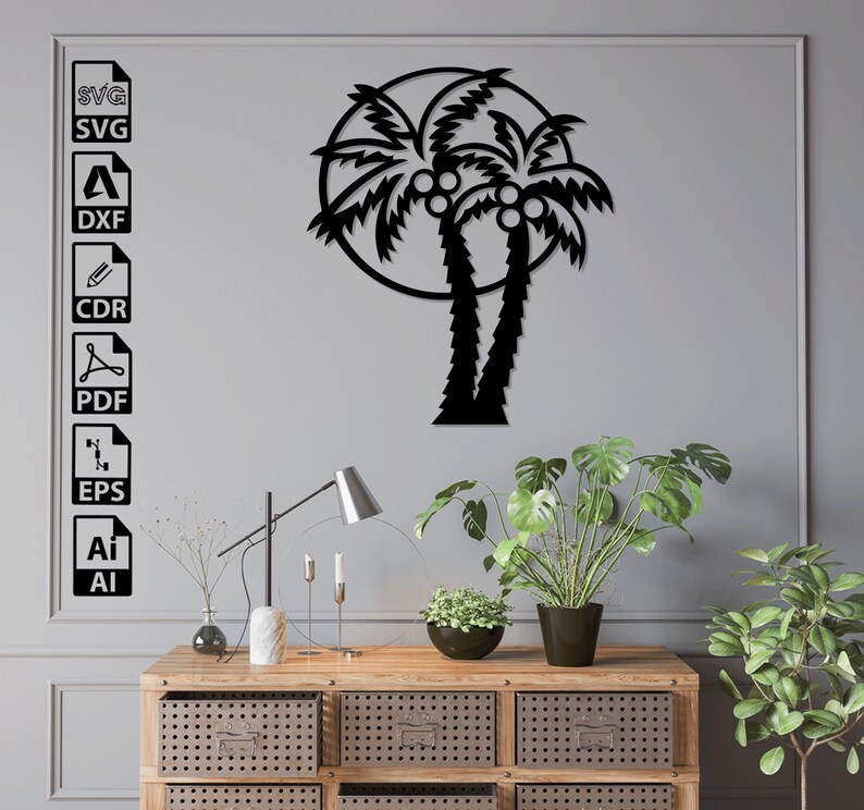 Palm Tree Beach Dxf Svg Pdf Digital Download Wolf Laser Cut - Etsy