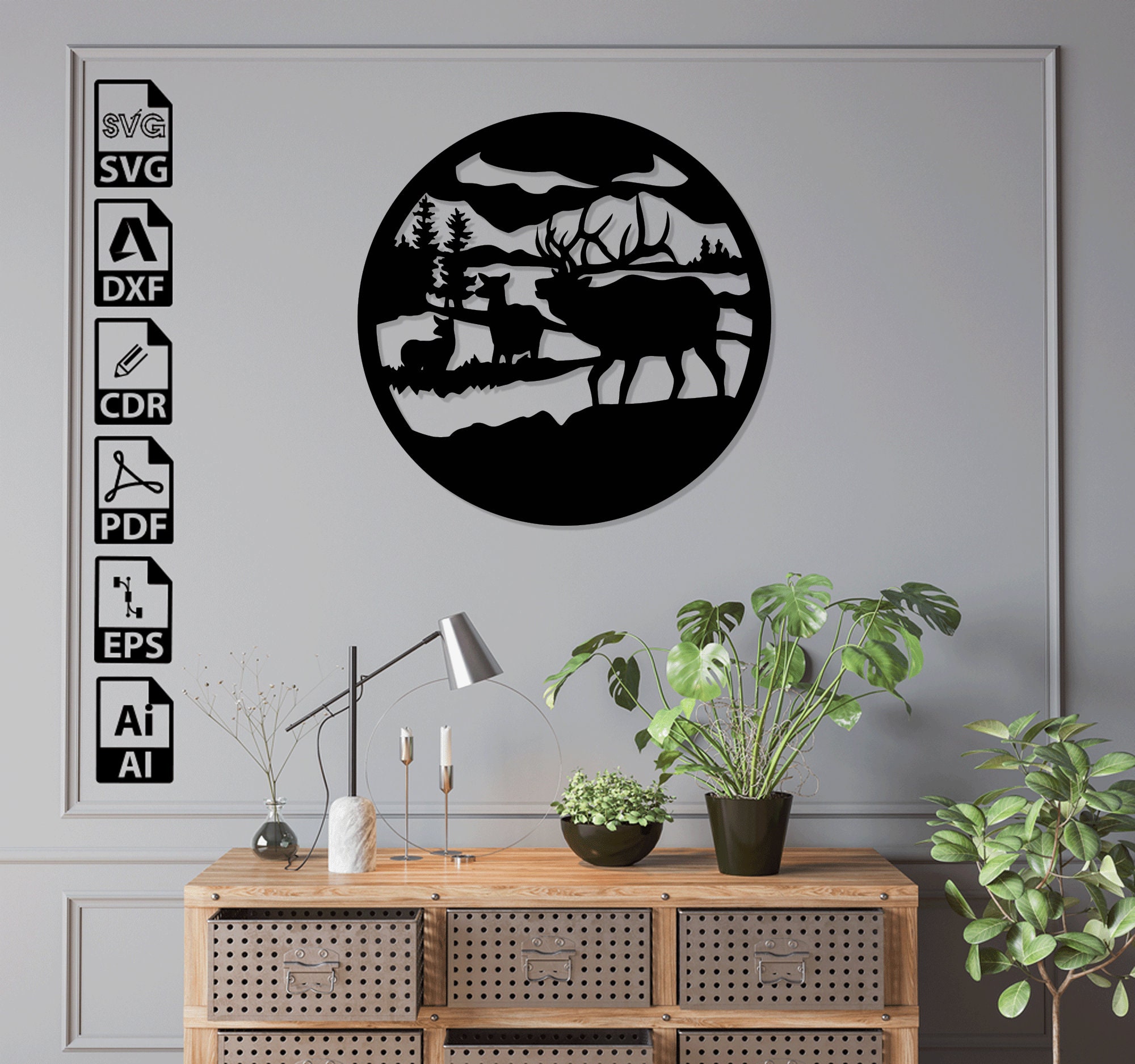 Deer Reindeer Dxf Svg Digital Download Glowforge Laser Cut Cnc Cutting ...