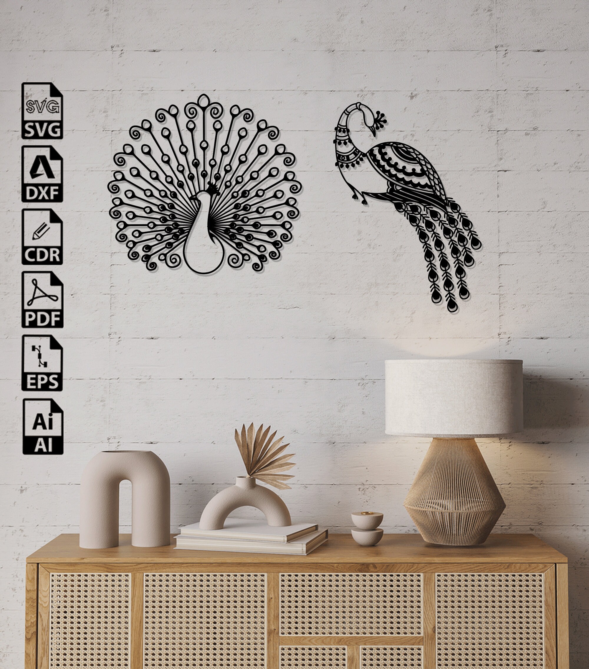 Peacock Dxf Peafowl Peahen Svg Digital Download Laser Cut Cnc Cutting ...