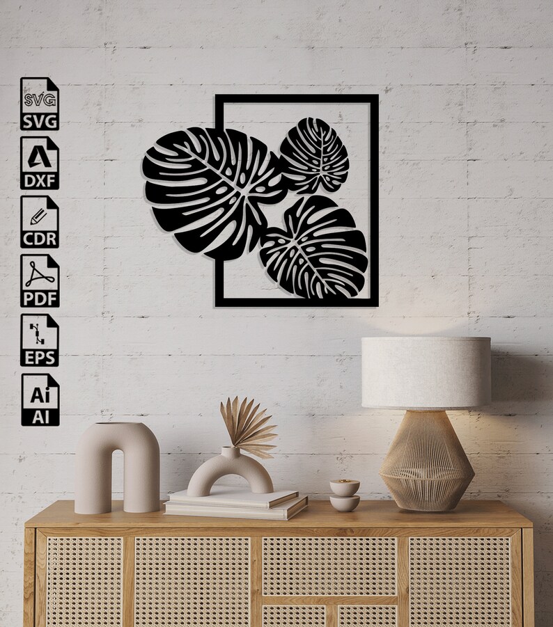 Monstera Leaf Laser Cut SVG DXF Files – Cricut, CNC, Wall Art, Vector ...