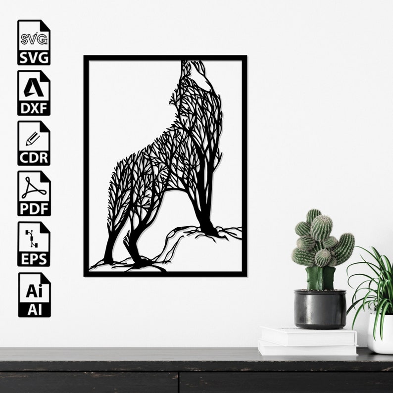 Tree Wolf Dxf Tree Branch Svg Pdf Digital Download Laser Cut - Etsy