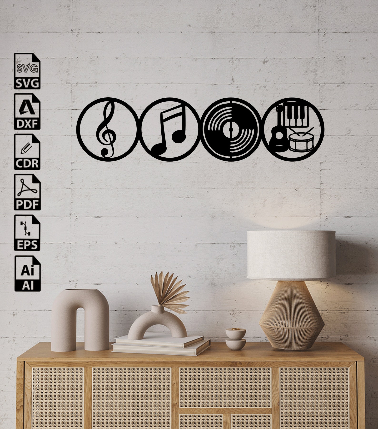 Music Note Sound Record Pick up Dxf Svg Pdf Glowforge Digital Download ...