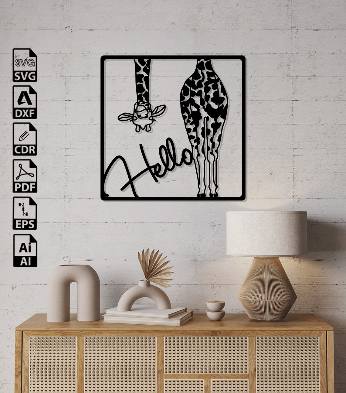 Hello Giraffe Dxf Svg Pdf Digital Download Laser Cut Cnc - Etsy
