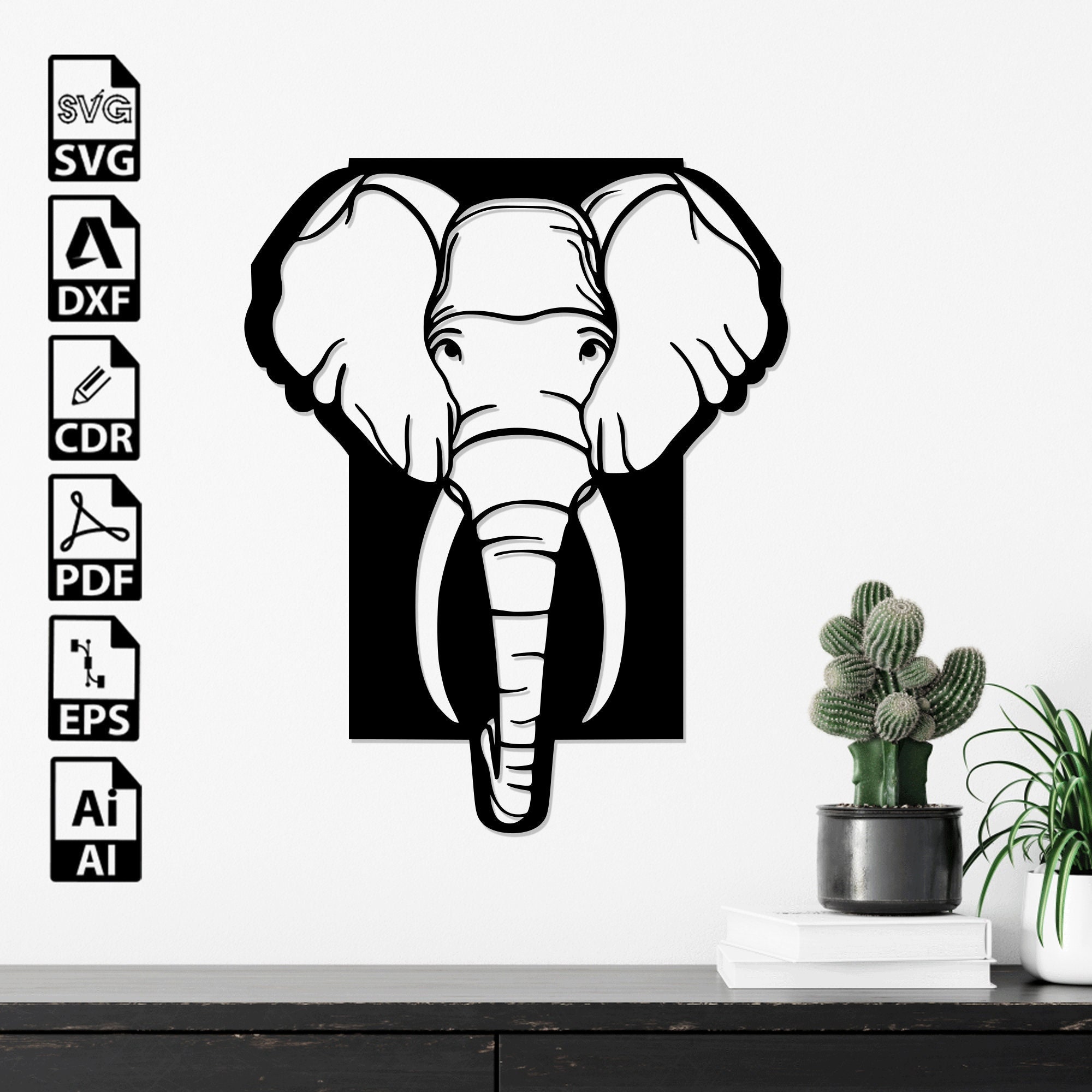 Elephant Dxf Svg Pdf Digital Download Laser Cut Cnc Cutting - Etsy