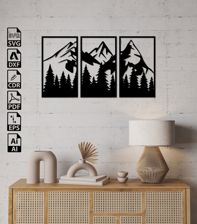 Mountain Nature Dxf Forest Svg Digital Download Glowforge Laser Cut Cnc ...