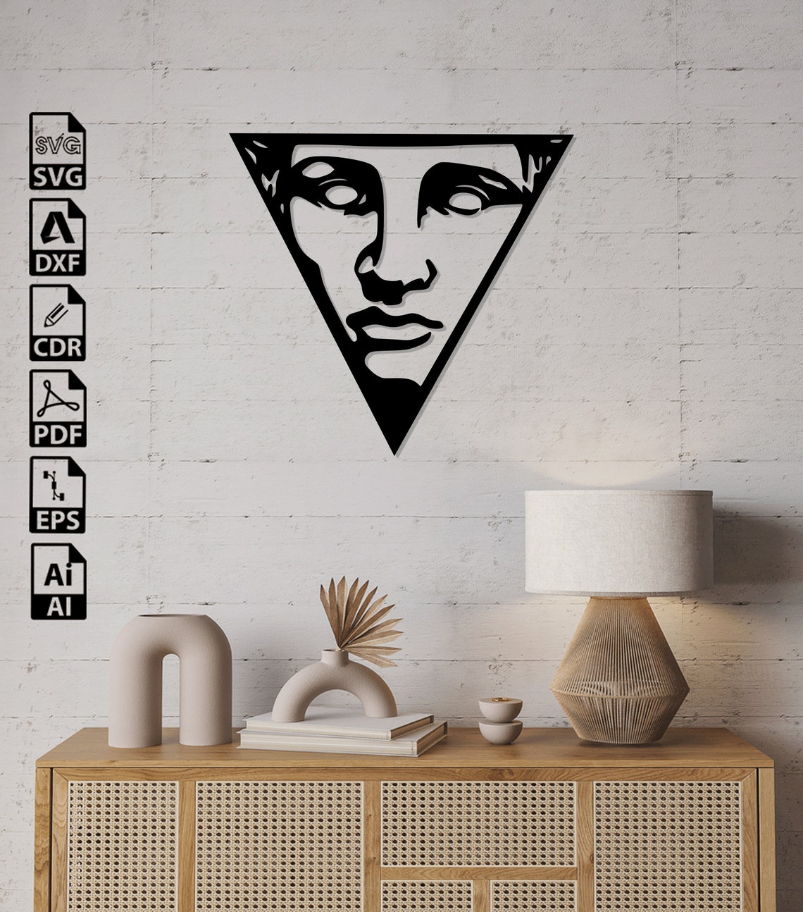 Abstract Face SVG DXF: Laser Cut Files, CNC Router, Vinyl Decal ...