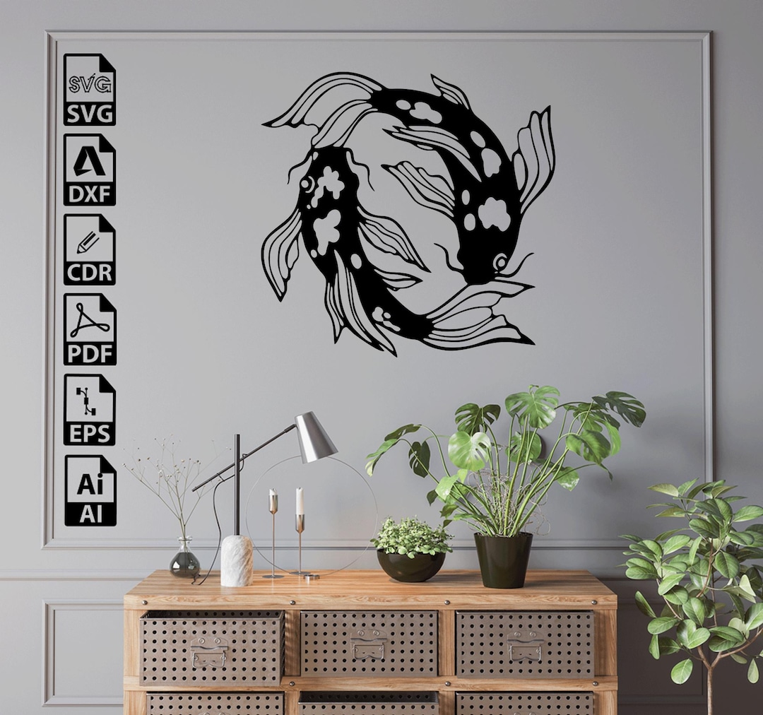 Koi Fish Laser Cut SVG DXF Files – Cricut, CNC, Wall Art, Vector ...