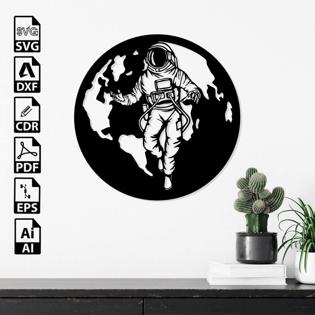 Astronaut Dxf Svg Pdf Digital Download Space Laser Cut Cnc Cutting ...