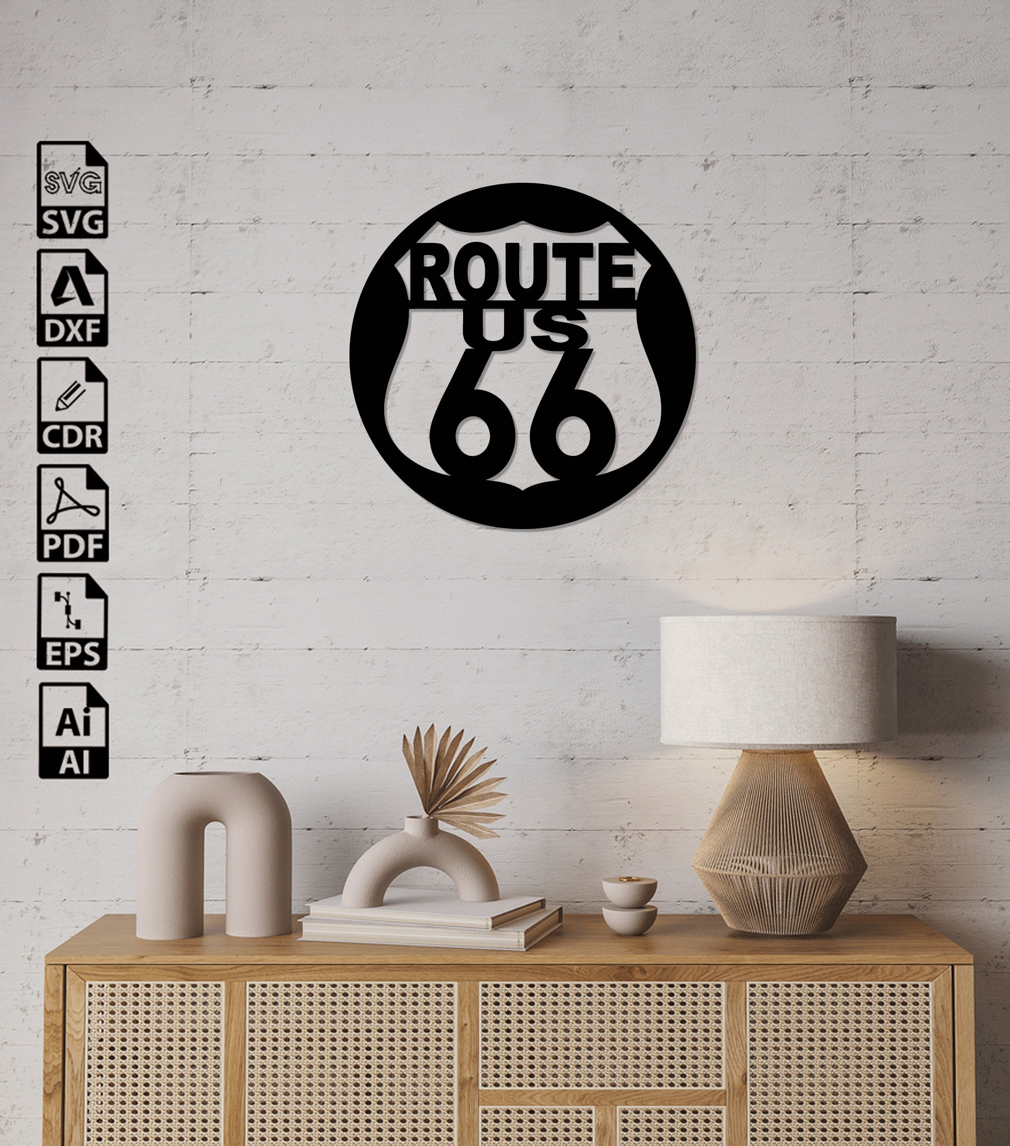 Route 66 Dxf US Svg Digital Download Laser Cut Cnc Cutting Router Files ...