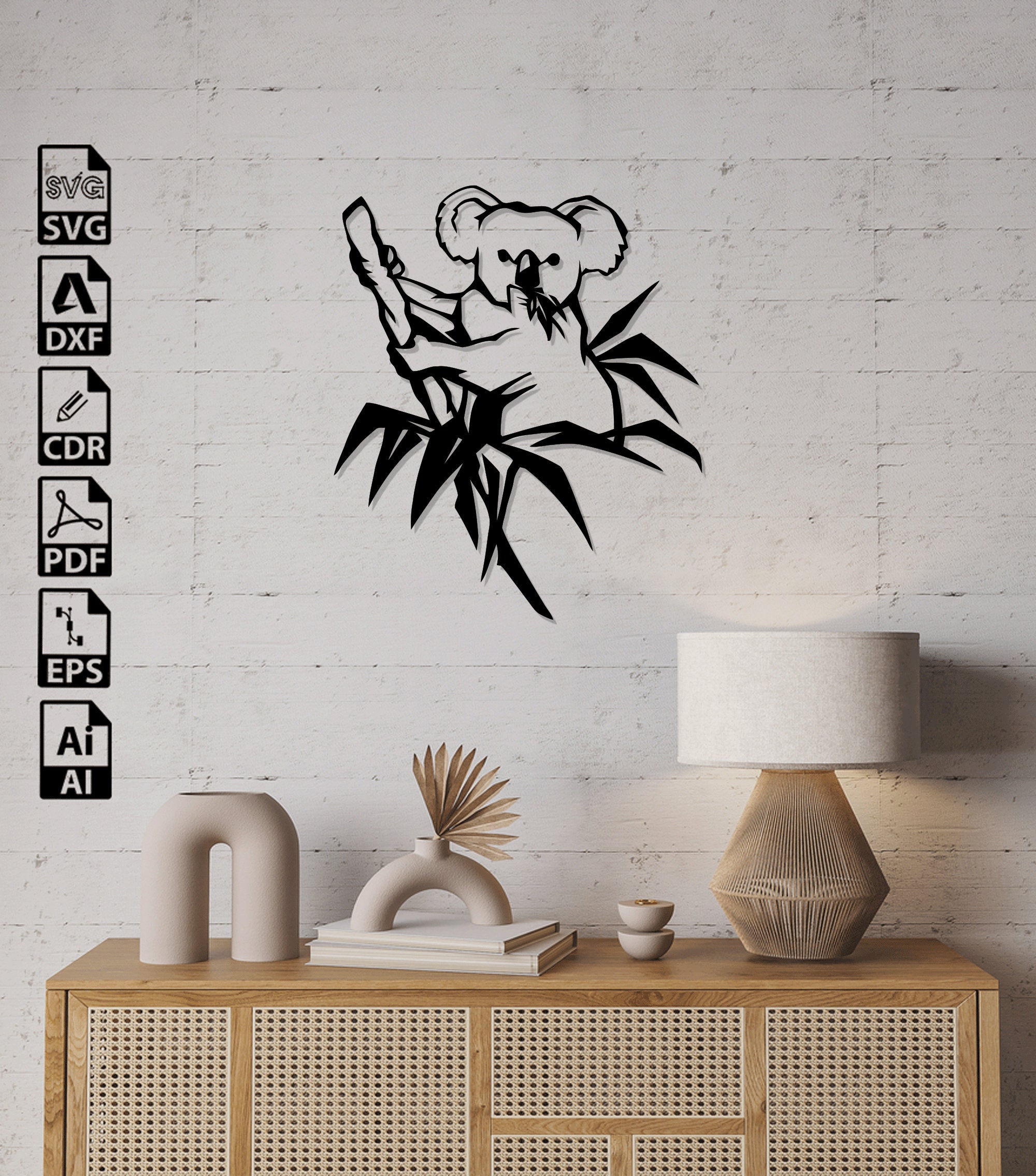 Koala Dxf Svg Pdf Digital Download Animals Laser Cut Cnc Cutting Router ...