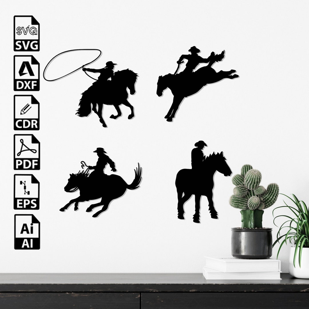 Horse Cowboy Laser Cut SVG DXF Files – Cricut, CNC, Wall Art, Vector ...