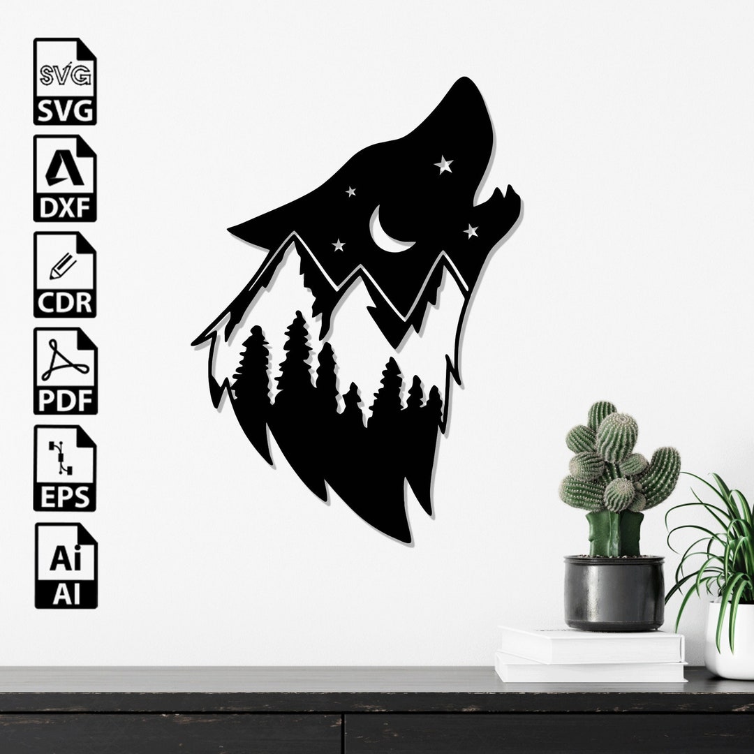 Howl Wolf Dxf Forest Svg Digital Download Laser Cut Cnc - Etsy