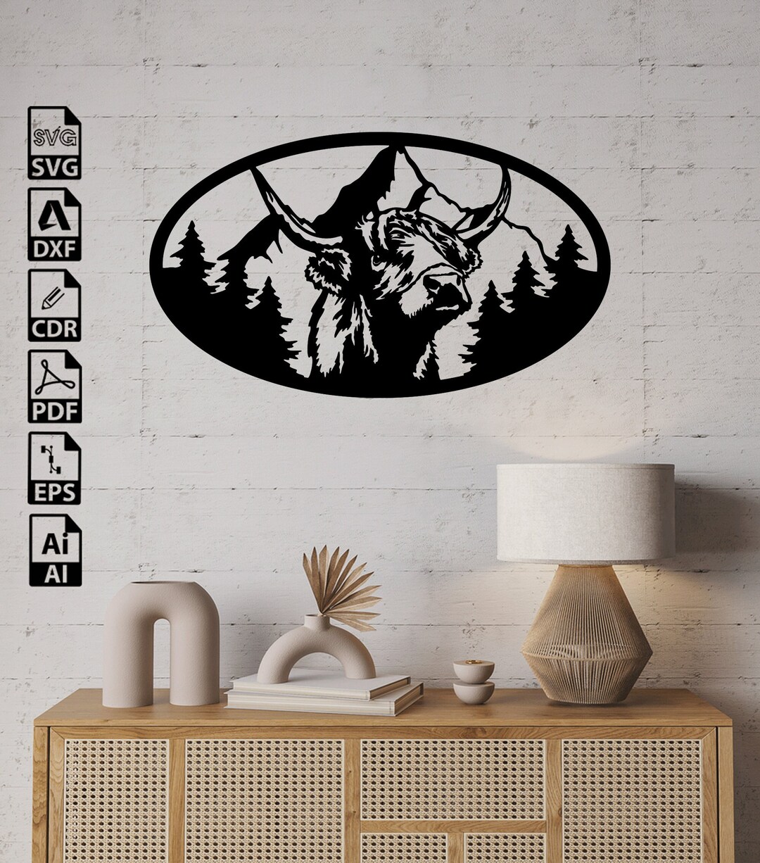 Buffalo Bull Laser Cut SVG DXF Files – Cricut, CNC, Wall Art, Vector ...