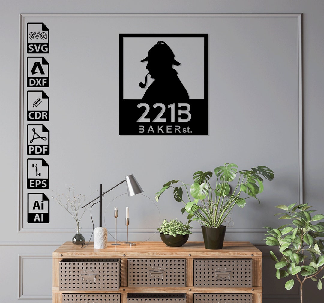 Sherlock Holmes Dxf 221B Svg Pdf Digital Download Laser Cut Cnc Cutting ...