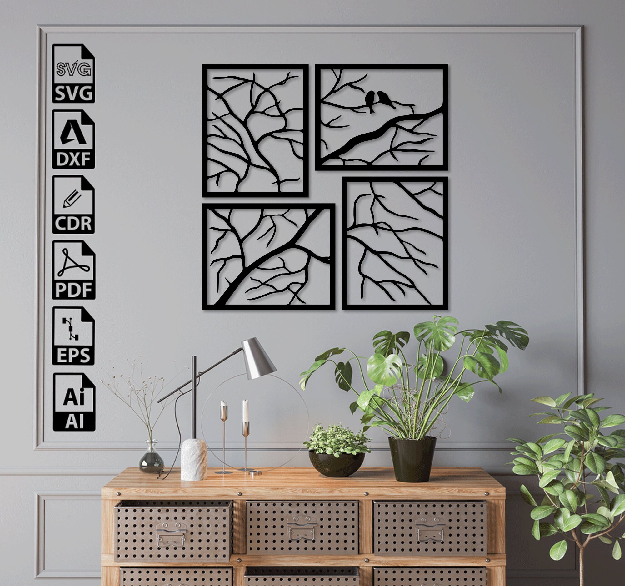 Tree Branch Laser Cut SVG DXF Files – Cricut, CNC, Wall Art, Vector ...