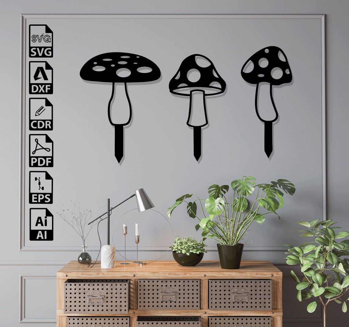 Mushrooms Plant Dxf Svg Digital Download Laser Cut Cnc Cutting Router ...