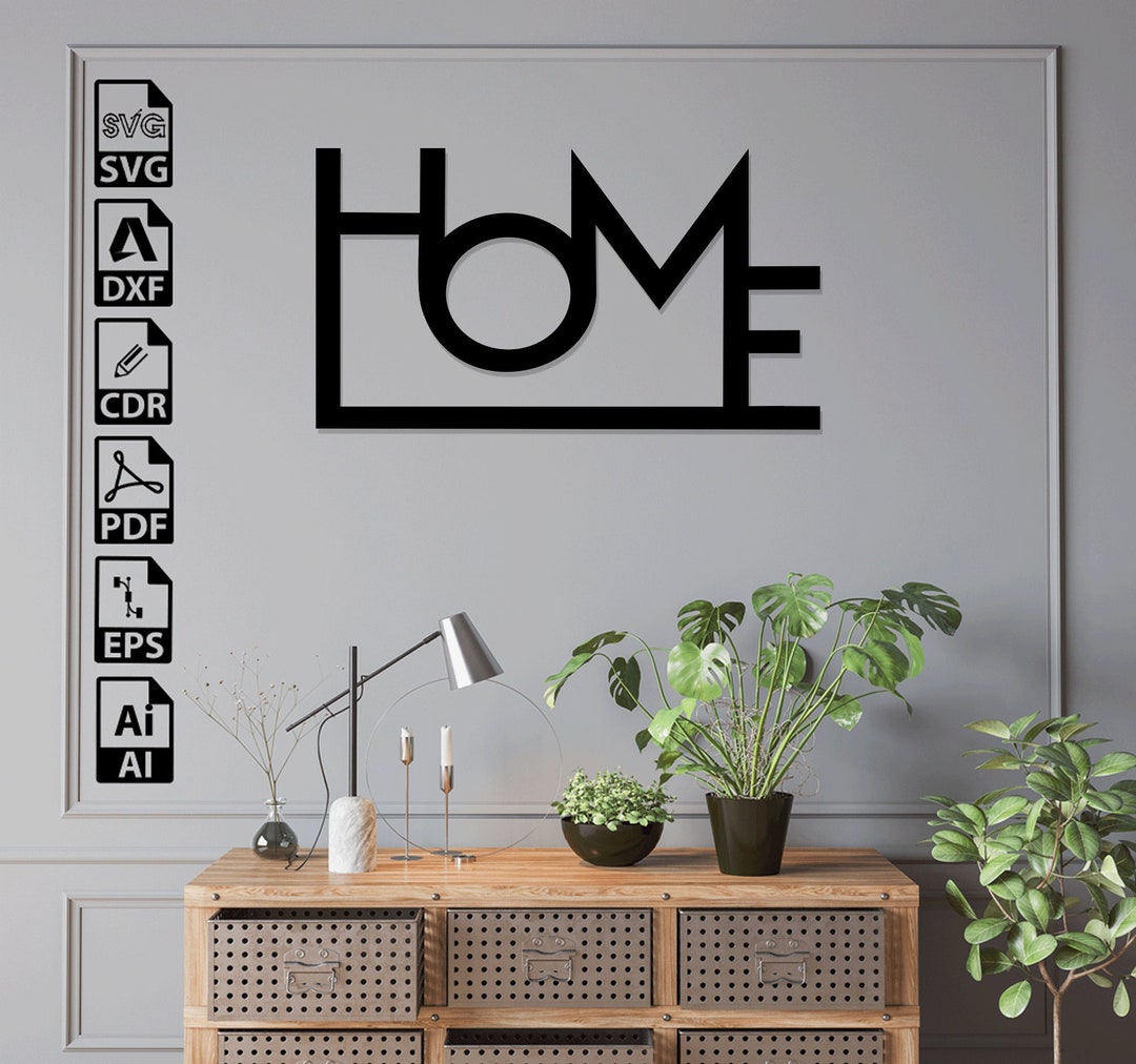 Home Dxf House Svg File Wall Sticker Pdf Silhouette Template Glowforge ...