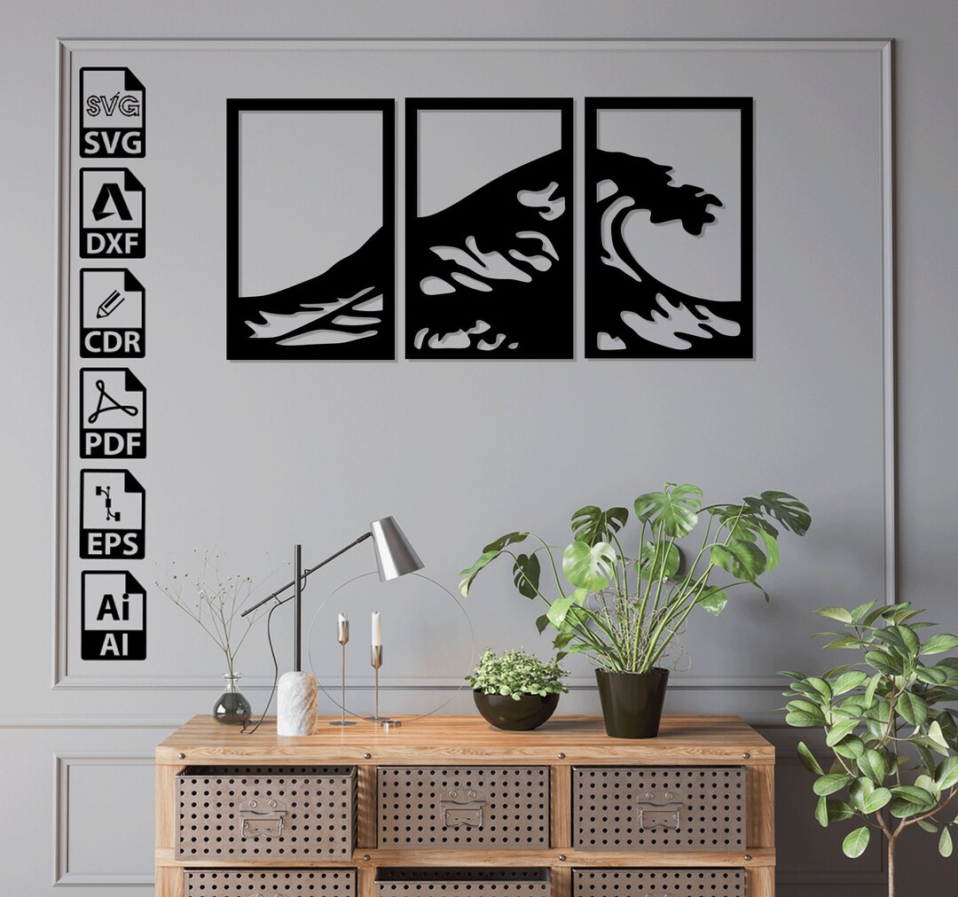 Wave Ocean Sun Svg Dxf Digital Download Laser Cut Cnc Cutting Router ...