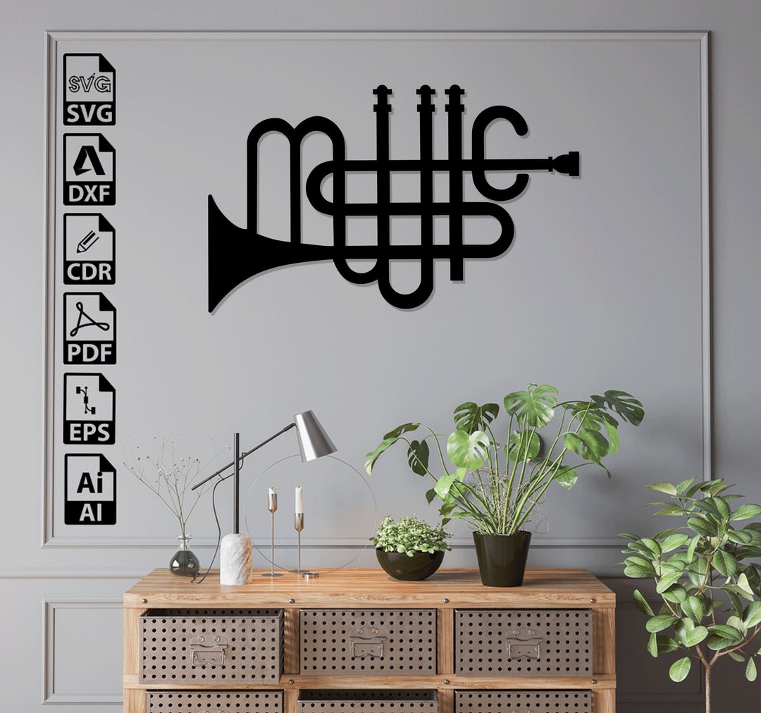 Music Dxf Trumpet Svg Pdf Digital Download Laser Cut Cnc Cutting Router ...
