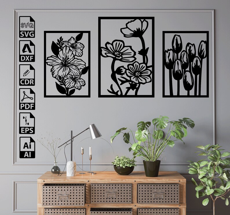 Flowers Poppy Tulip Dxf Svg Digital Download Laser Cut Cnc Cutting ...