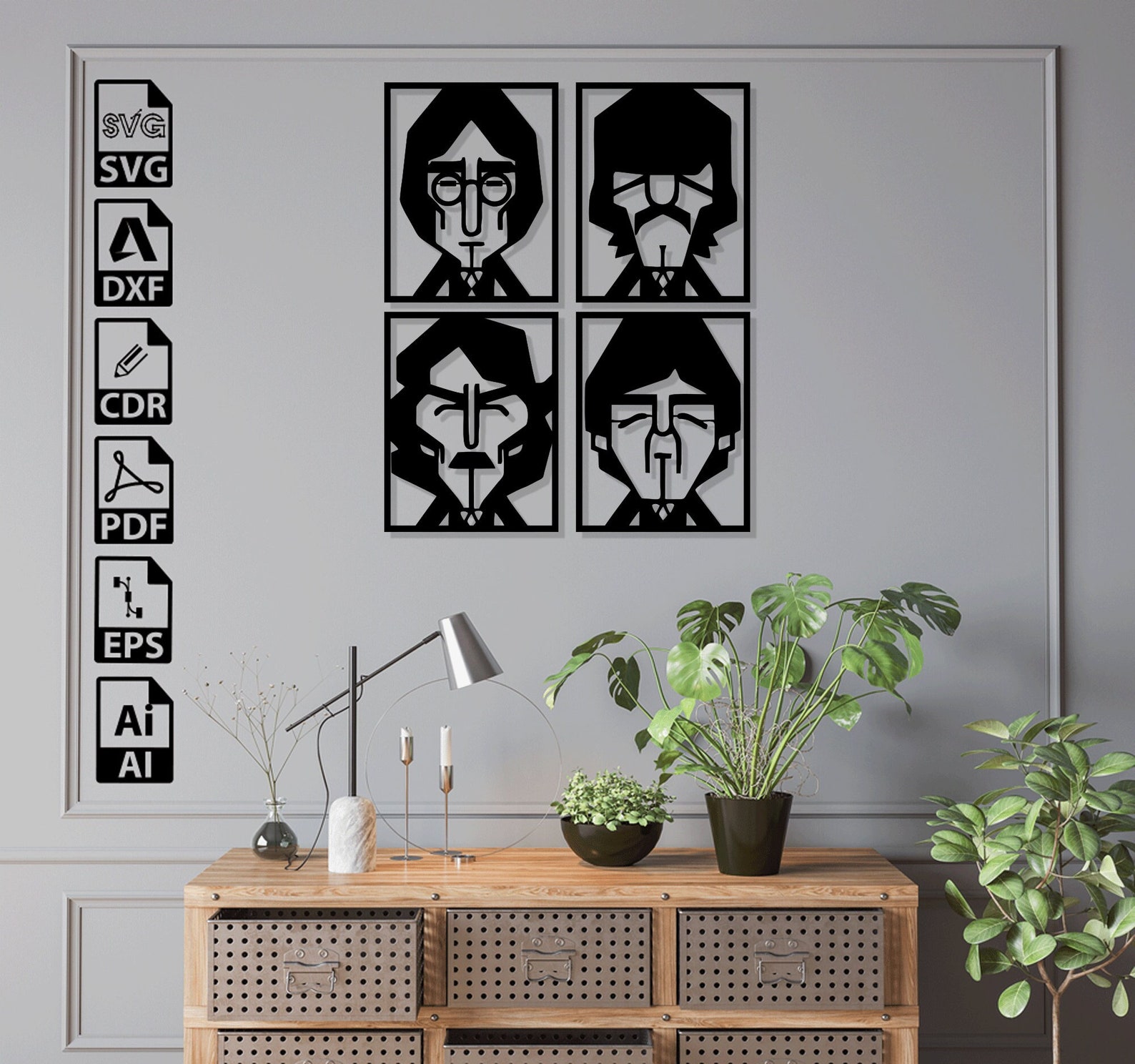 The Beatles, Rock, Music Dxf Svg Pdf Digital Download Laser Cut Cnc ...