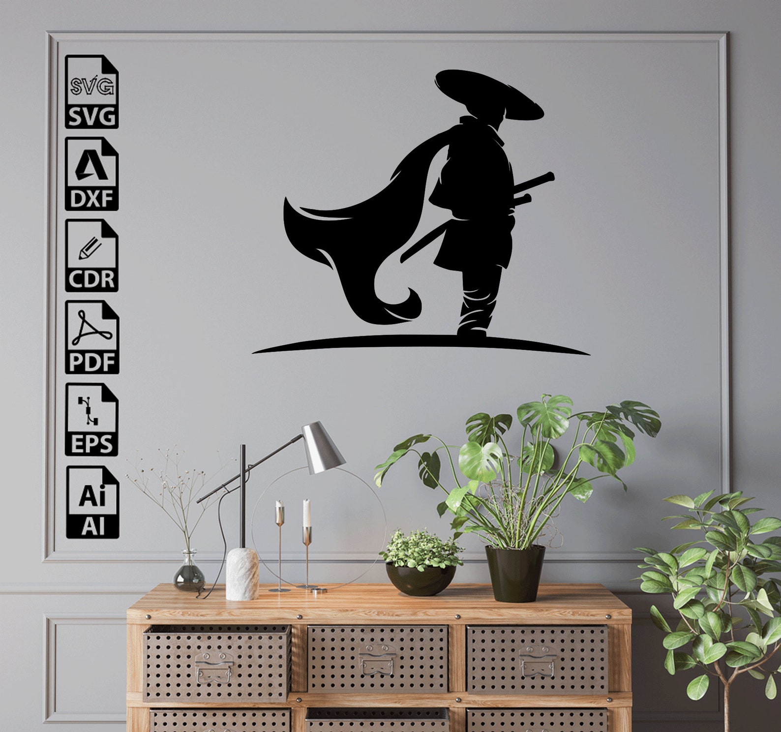 Samurai Sword Japan Design: Laser Cut Files (SVG, DXF, PDF) - Etsy