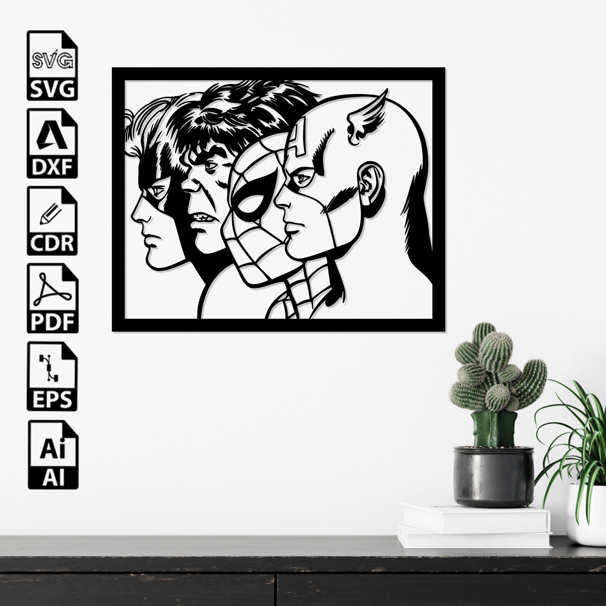 Avengers Dxf Super Heroes Svg Pdf Glowforge Digital Download Laser Cut ...