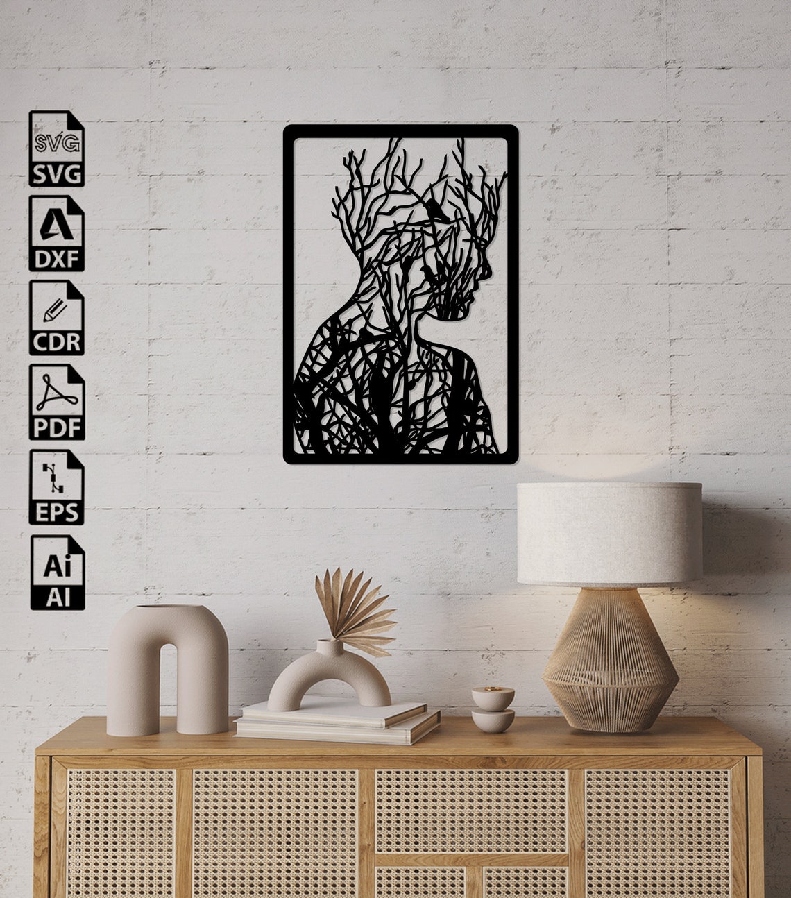 Cara de árbol Dxf Rama de árbol Svg Pdf Eps Glowforge Descarga - Etsy ...