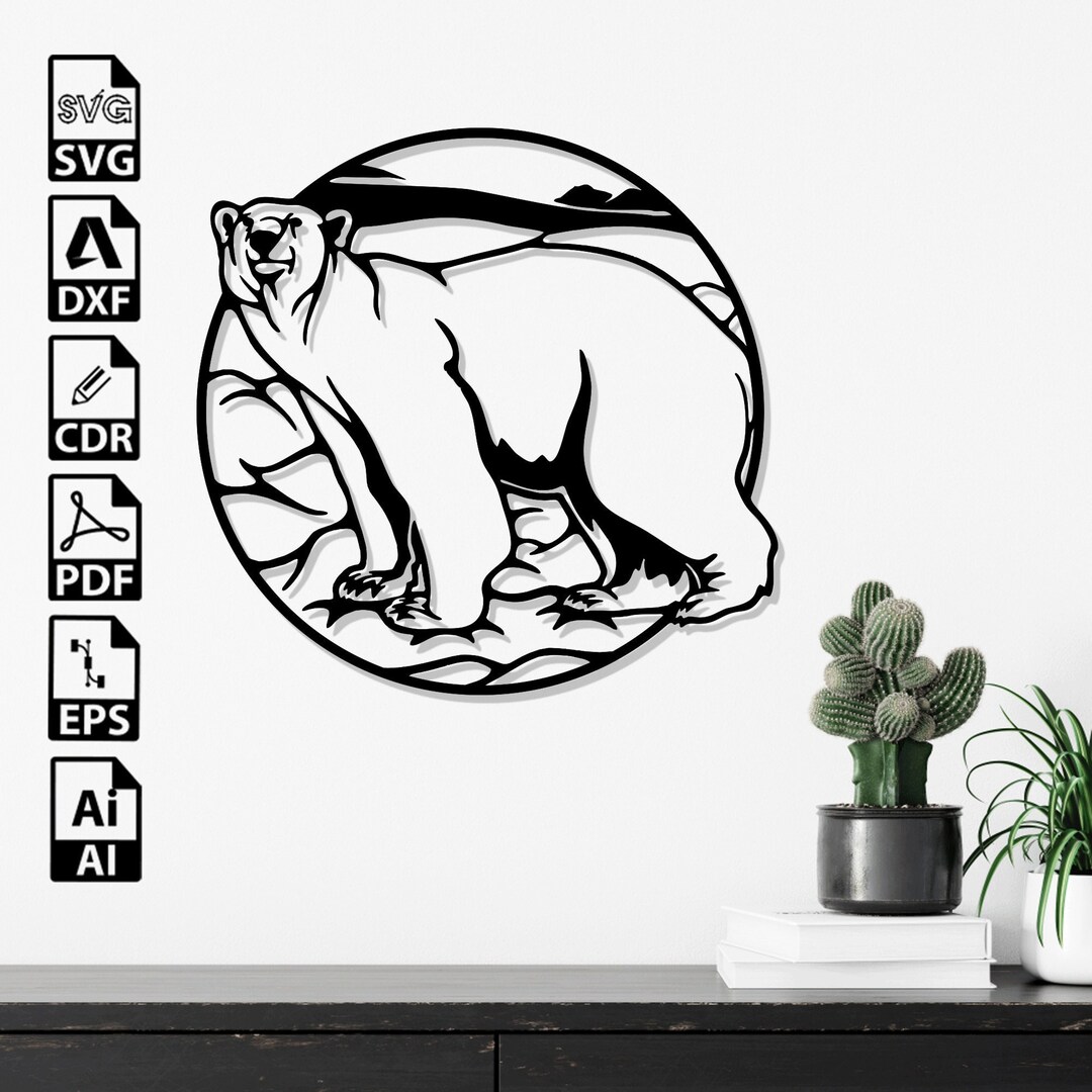 Polar Bear Animals Dxf Svg Glowforge Digital Download Wolf Laser Cut ...